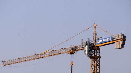 Heavy Crane Banner Tata Projects Construction Editorial Stock Photo ...