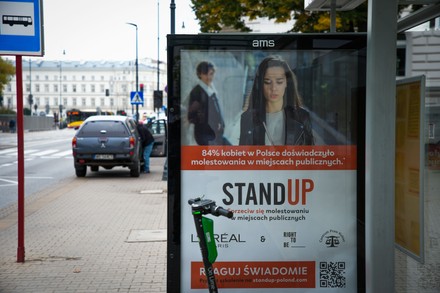 Poster Bus Stop Shows Advertisement By Editorial Stock Photo - Stock ...