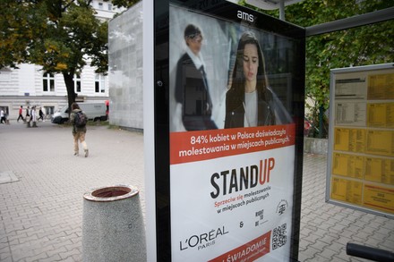 Poster Bus Stop Shows Advertisement By Editorial Stock Photo - Stock ...