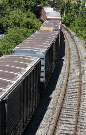 Freight Train Rail Cars On Tracks Editorial Stock Photo - Stock Image ...