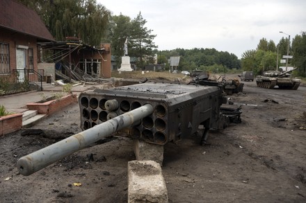 Destroyed Grad Rocket Launcher On Street Editorial Stock Photo - Stock ...