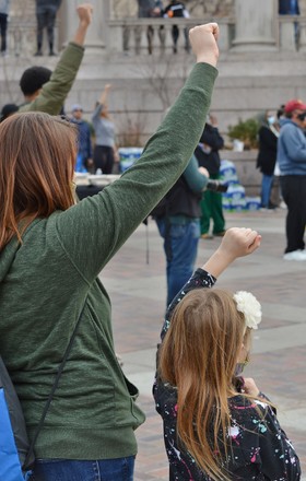 Mlk Day Rally Attendees Raise Their Editorial Stock Photo - Stock Image ...
