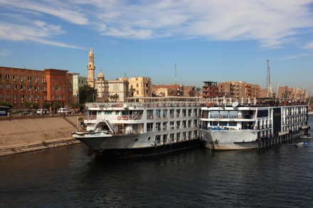 Cruise Ships Landing Stage On Nile Editorial Stock Photo - Stock Image ...