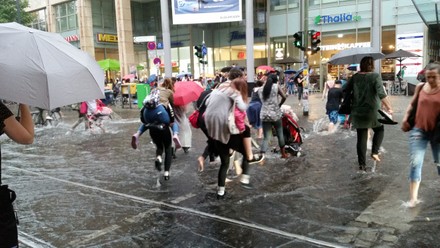 During Storm Heavy Rain Passersby Walk Editorial Stock Photo - Stock ...