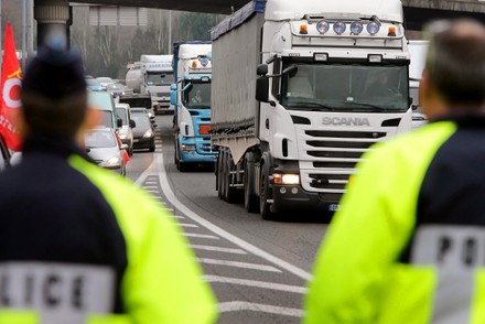 Truck Drivers Carry Out Goslow Operation Editorial Stock Photo - Stock ...