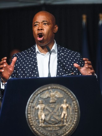 Mayor Eric Adams Seen Giving Speech Editorial Stock Photo - Stock Image ...