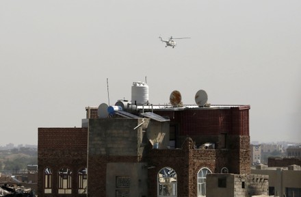 Houthisoperated Military Helicopter Flies Over Sanaa Editorial Stock ...
