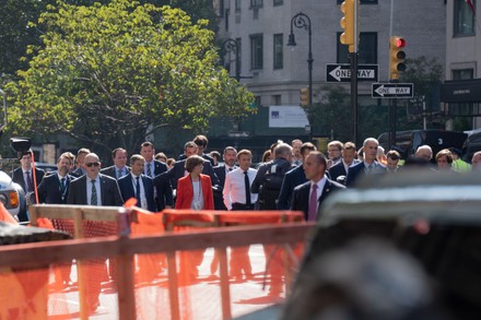 French President Emmanuel Macron Walking On Editorial Stock Photo ...