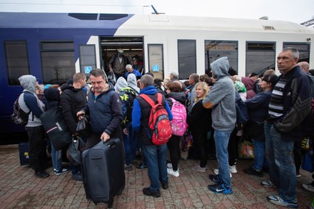 People Getting Off Train Station Town Editorial Stock Photo - Stock ...