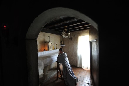 Franciscan Friar Prays Chapel Convent Bosco Editorial Stock Photo ...