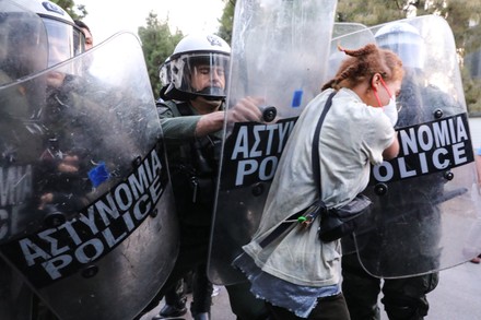 People Scuffle Police During Protest Outside Editorial Stock Photo ...