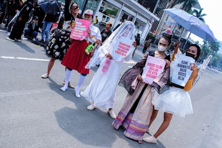 Activists Costumes Hold Placards Expressing Their Editorial Stock Photo ...