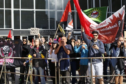 Leftwing Counterdemonstrators Protesting Against Rally Demonstration ...