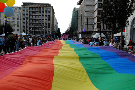 Giant Rainbow Flag Athens Greece Editorial Stock Photo - Stock Image ...