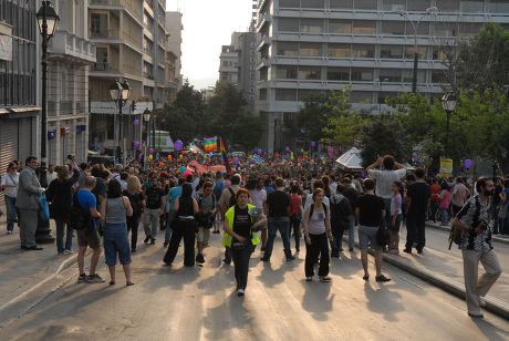 Gay Pride Revellers Athens Greece Editorial Stock Photo - Stock Image ...