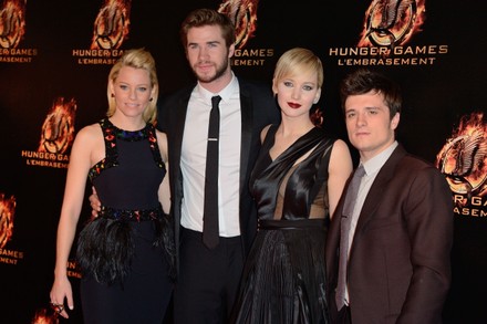 Hunger Games Catching Fire Premiere - Paris, France - 15 Nov 2013 Stock ...