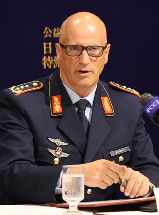 German Air Force chief Ingo Gerhartz hold a press conference, Tokyo ...