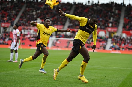 Watfords Ken Sema Celebrates Scoring Their Editorial Stock Photo ...