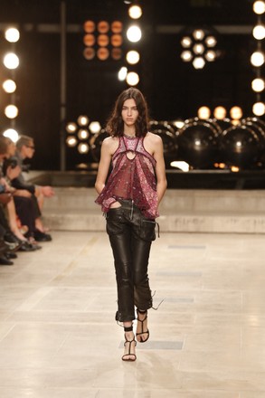 Model Presents Creation Isabel Marant Springsummer Editorial Stock ...