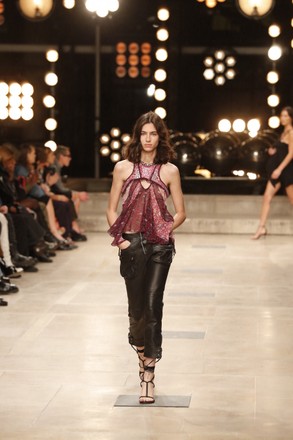 Model Presents Creation Isabel Marant Springsummer Editorial Stock ...