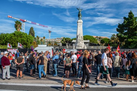 Red Cgt Flag Seen During Protest Editorial Stock Photo - Stock Image ...