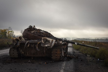 Destroyed Russian Tank On Road Kharkiv Editorial Stock Photo - Stock ...