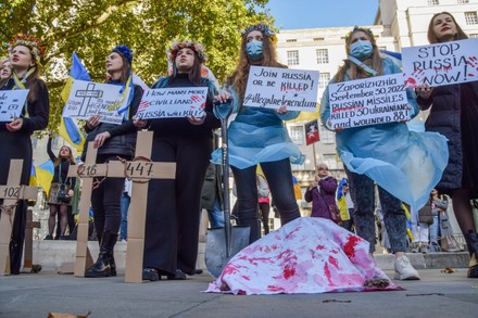 Protesters Holding Placards Stand Next Crosses Editorial Stock Photo ...