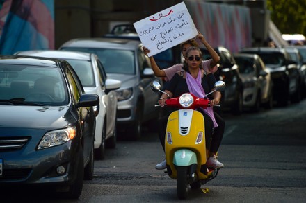 Lebanese Activists Ride Motorcycle They Carry Editorial Stock Photo ...