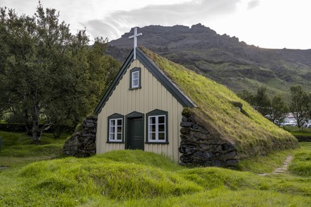 Hofskirkja Church Grass Roof Grasscovered Graves Editorial Stock Photo ...