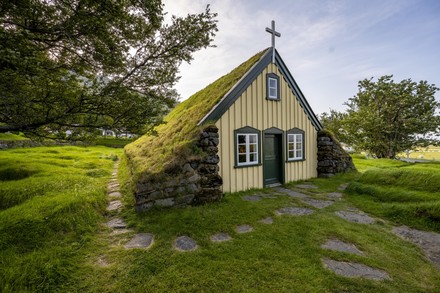 Hofskirkja Church Grass Roof Grasscovered Graves Editorial Stock Photo ...