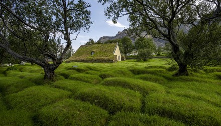 Hofskirkja Church Grass Roof Grasscovered Graves Editorial Stock Photo ...