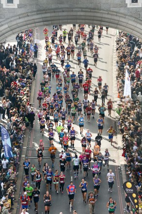 London Marathon Runners Crossing Tower Bridge Editorial Stock Photo ...