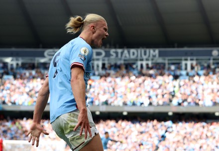 Erling Haaland Manchester City Celebrates After Editorial Stock Photo ...