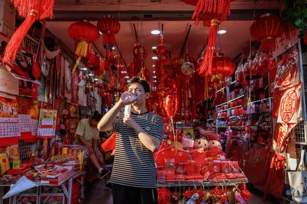 Man Selling Props Mark Chinese National Editorial Stock Photo - Stock ...