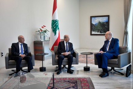 Lebanese President Michel Aoun C Meets Editorial Stock Photo - Stock ...