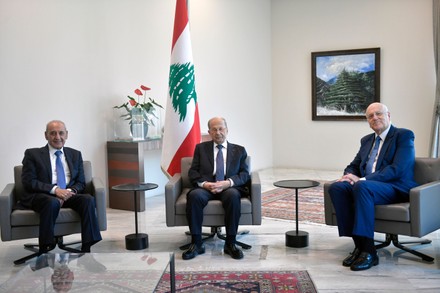 Lebanese President Michel Aoun C Meets Editorial Stock Photo - Stock ...
