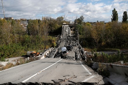 Destroyed Railway Bridge Across River Oskil Editorial Stock Photo ...