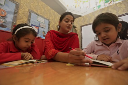Pakistani School Teacher Instructs Children School Editorial Stock ...