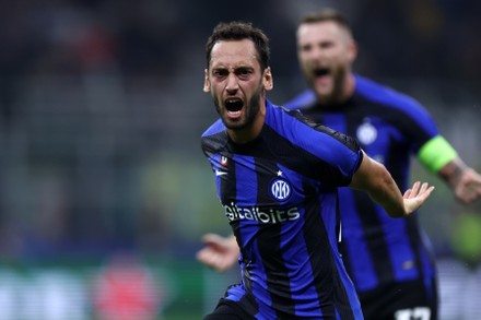 Hakan Calhanoglu Fc Internazionale Celebrates After Editorial Stock ...