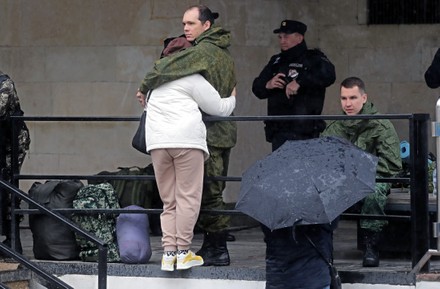 Russian Conscripted Men Say Goodbye Relatives Editorial Stock Photo ...