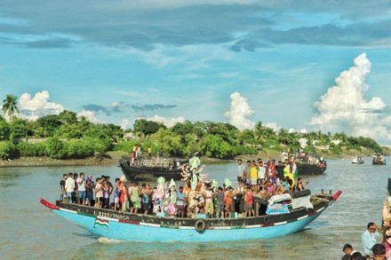West Bengal: Maa Durga immersion at Ichamati river, Basirhat, India ...