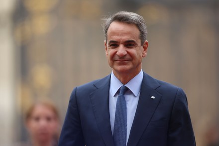 Greeces Prime Minister Kyriakos Mitsotakis Arrives Editorial Stock ...