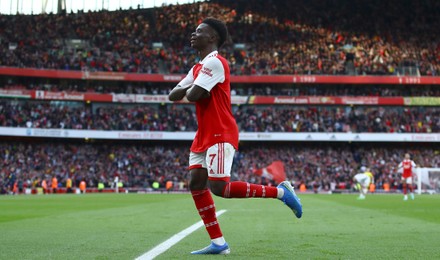 Bukayo Saka Arsenal Celebrates Scoring Goal Editorial Stock Photo ...