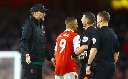 Liverpool Manager Jurgen Klopp Questions Referee Editorial Stock Photo ...