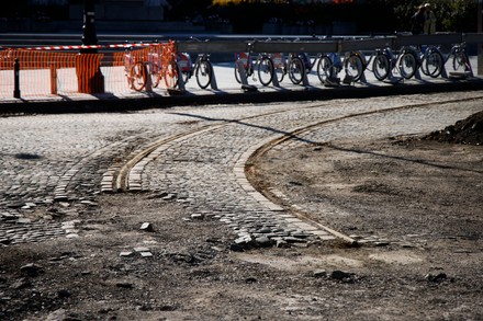 Cobblestones Seen On Prewar Road Tram Editorial Stock Photo - Stock ...