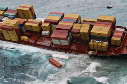 Cargo Ship Rena Losing Containers Heavy Editorial Stock Photo - Stock ...