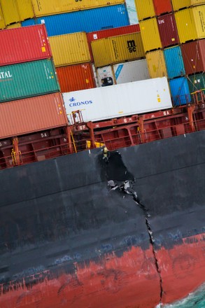 Large Crack Appears Side Cargo Ship Editorial Stock Photo - Stock Image ...