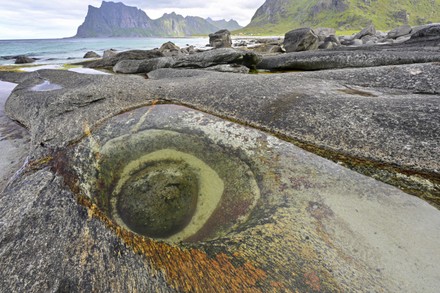 Dragons Eye Rock Formation Uttakleiv Beach Editorial Stock Photo ...
