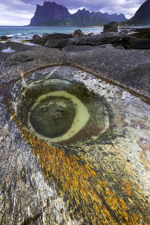 Dragons Eye Rock Formation Uttakleiv Beach Editorial Stock Photo ...