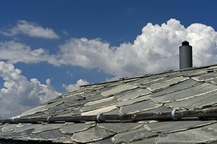 Traditional Valais Stone Slab Roof Mase Editorial Stock Photo - Stock ...